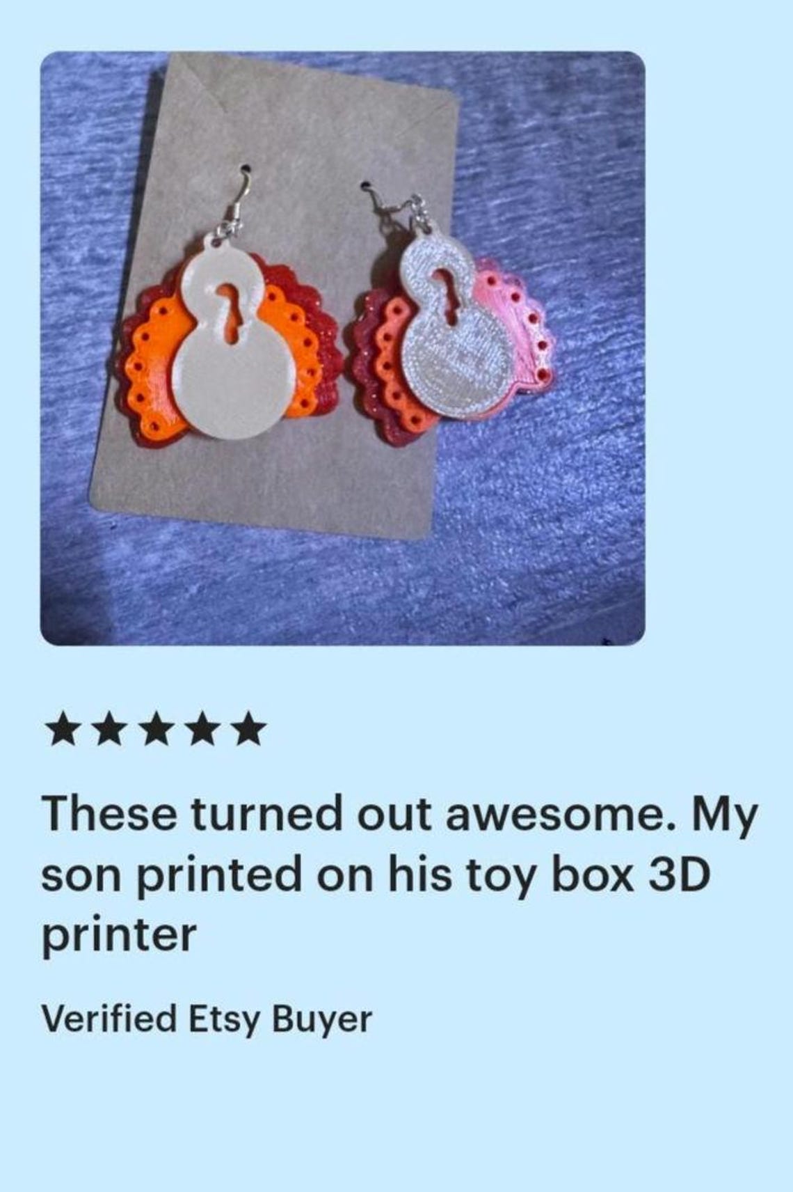Layered Turkey Earring STL File, Thanksgiving Earring STL File, 3D ...