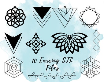 10 Earring STL Files, Teardrop Earring 3D Print Models, Dangle Earring ...