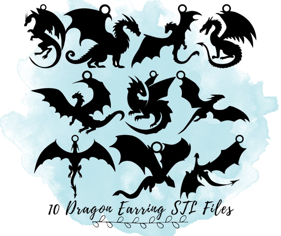 10 Dragon Earring STL Files, Dungeons and Dragons Theme Earring 3D ...