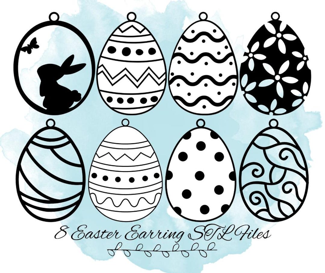8 Easter Earring STL Files, Easter Egg STL Files, Easter Jewelry 3D ...