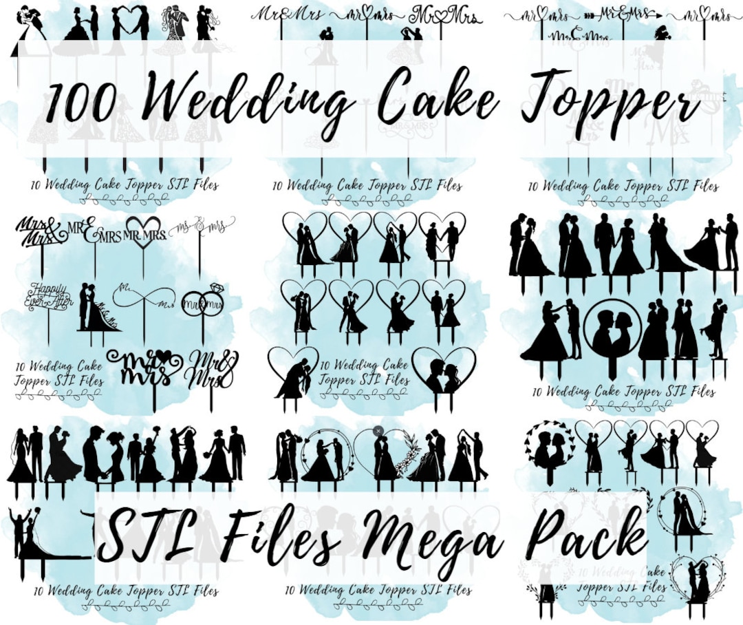 100 Wedding Cake Topper STL Files Mega Pack, 3D Print Models for Bakers ...