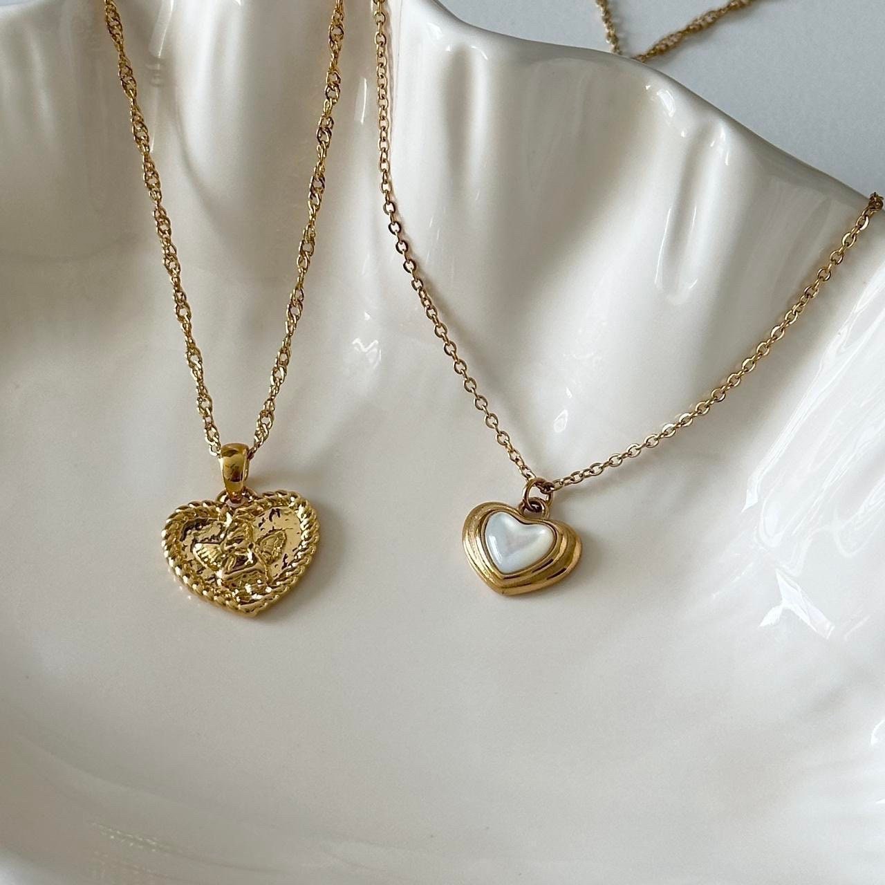 Gold Angle Wing Heart Pendant Necklace, Gold Plated Heart Necklace ...