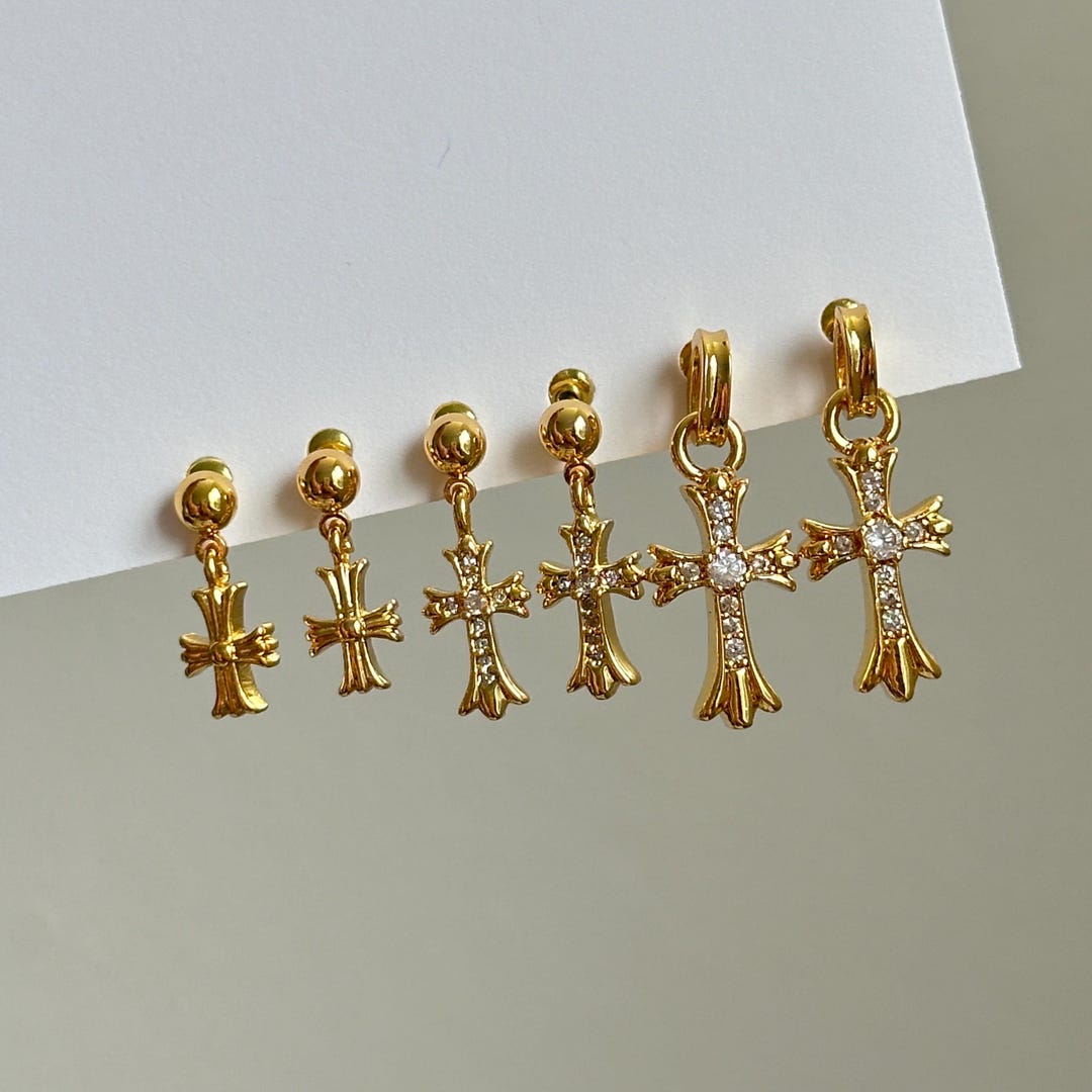 Gold Cross Stud Earrings, Mini Cross Earrings, Cross Earrings Set ...
