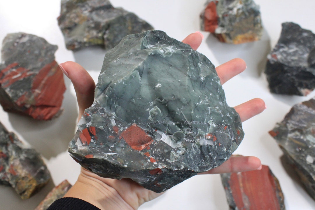 Large Bloodstone Crystal Chunks, Raw Heliotrope Bloodstone Jasper ...