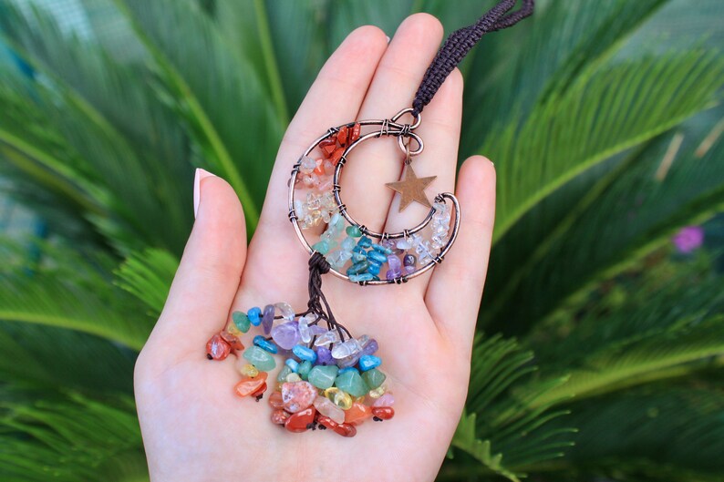 Crystal Moon and Star Charm, Hanging Car Charm Sun Catcher, Rearview ...
