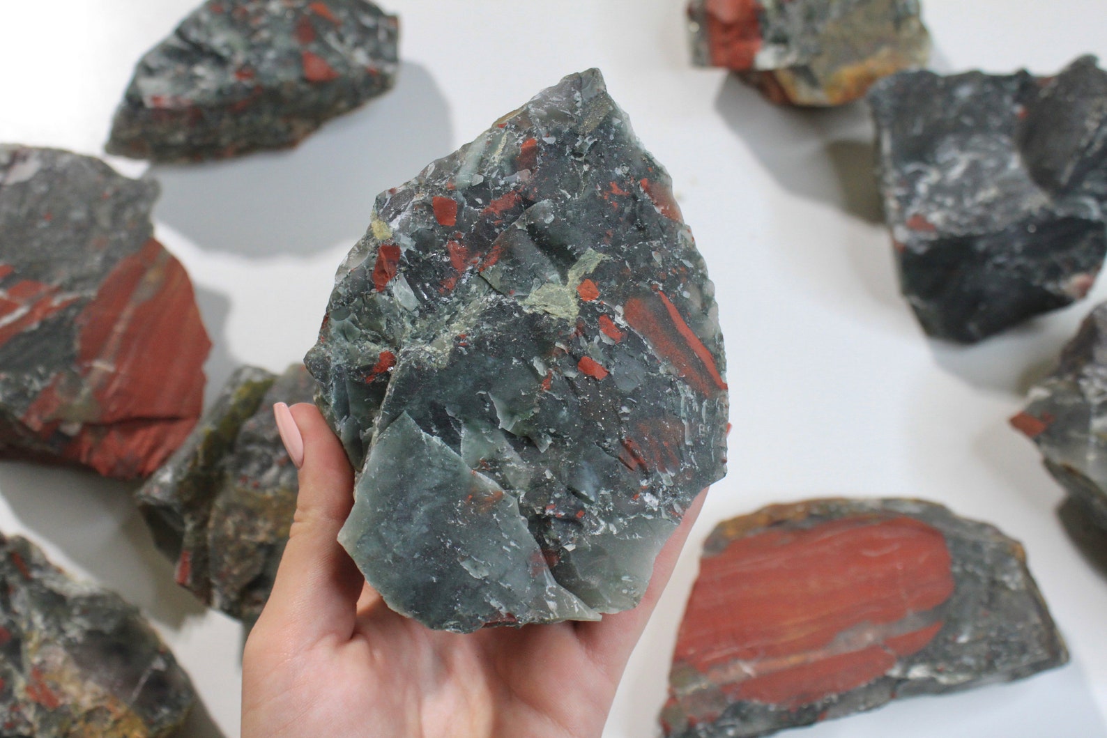 Large Bloodstone Crystal Chunks, Raw Heliotrope Bloodstone Jasper ...