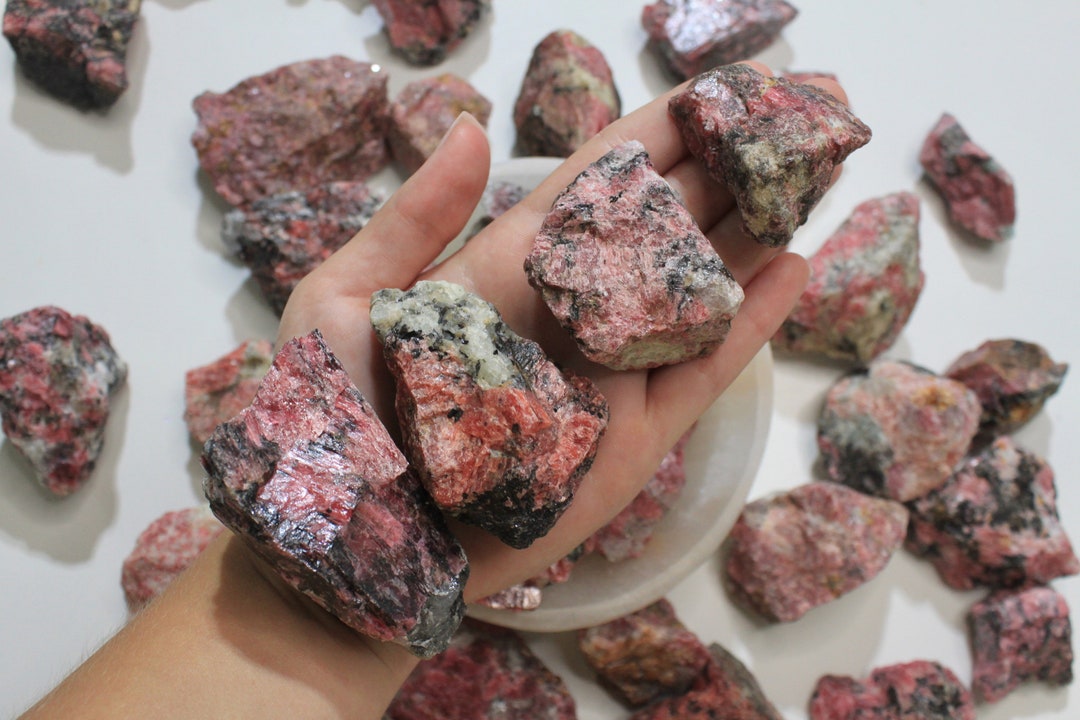 Bulk Raw Rhodonite Crystal Chunks Bulk Lot, Pink Rhodonite Natural ...