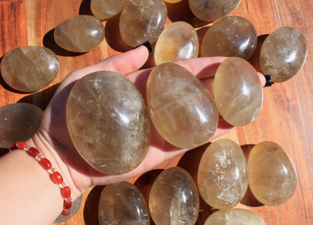 Golden Healer Quartz Crystal Palm Stones, Golden Healer Limonite Stone ...