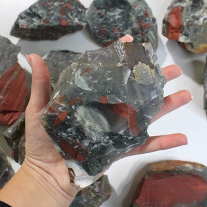 Large Bloodstone Crystal Chunks, Raw Heliotrope Bloodstone Jasper ...