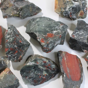 Large Bloodstone Crystal Chunks, Raw Heliotrope Bloodstone Jasper ...