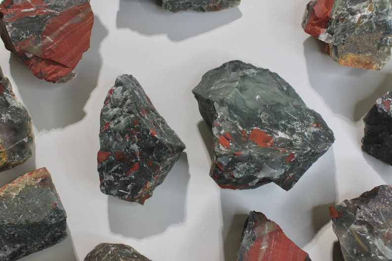 Large Bloodstone Crystal Chunks, Raw Heliotrope Bloodstone Jasper ...