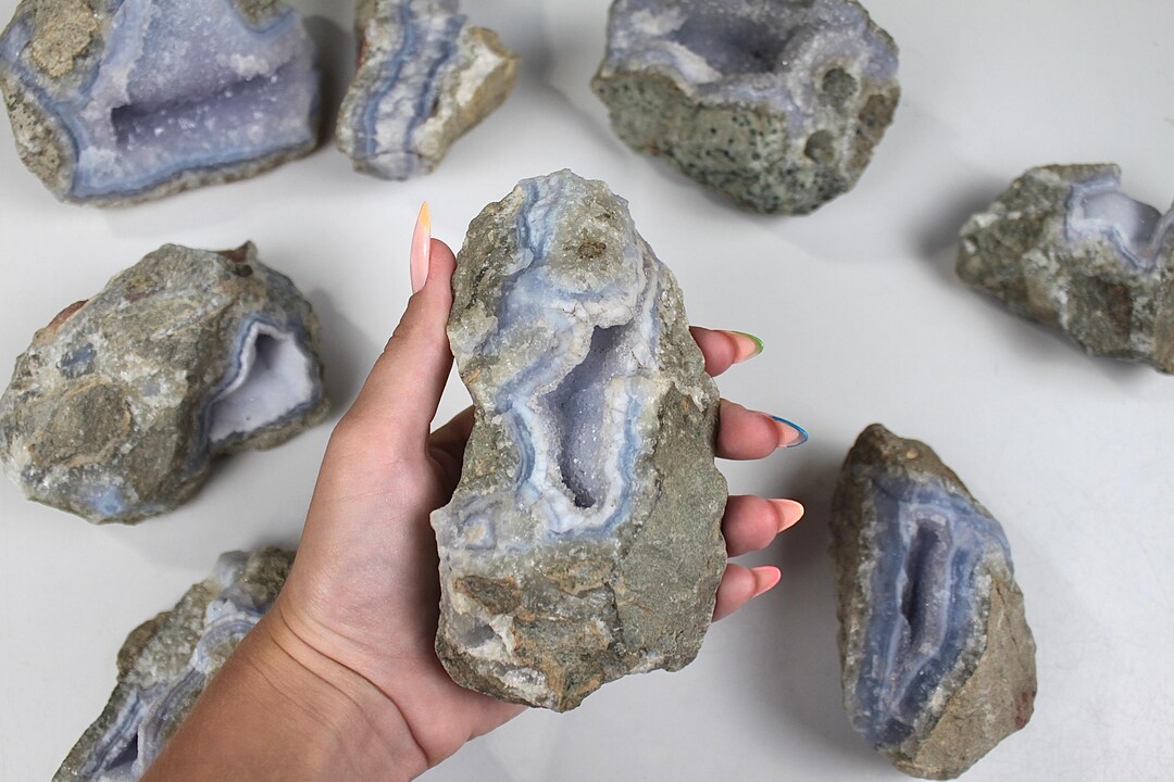 Large Blue Lace Agate Geodes From Malawi – Natural Raw Crystal Geode ...