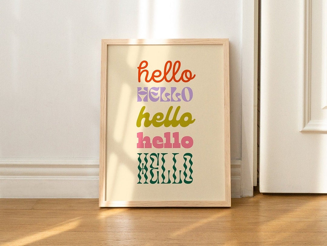 Hello Hello Hello Wall Art Print Colorful Trendy Home Decor Aesthetic ...