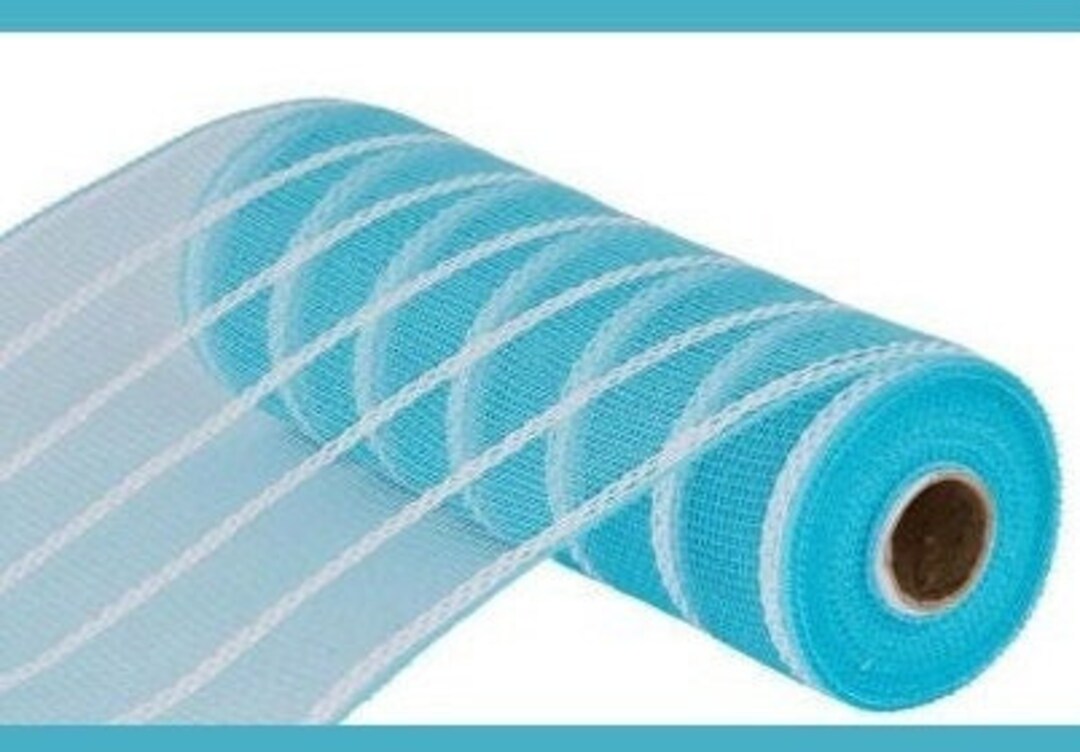 10" X 10yd Vertical Wide Stripe Mesh in Turquoise/white Mesh. - Etsy