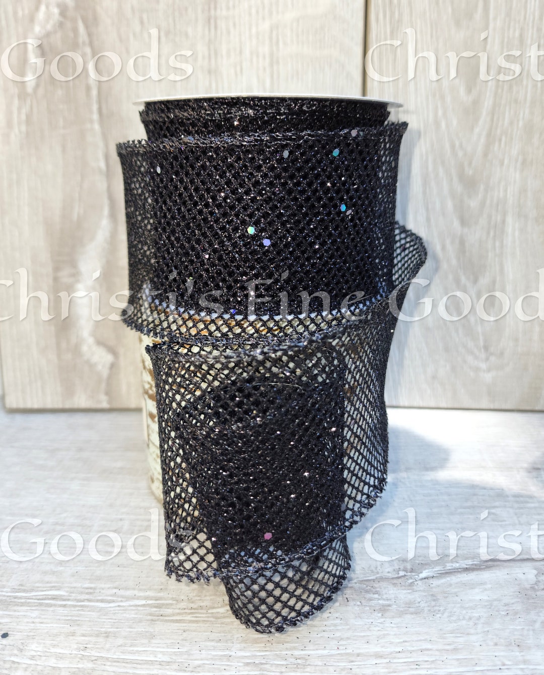 Black Glitter Galore Mesh/net Ribbon , Wired 2.5 Wide. 25'/8.3 Yard ...