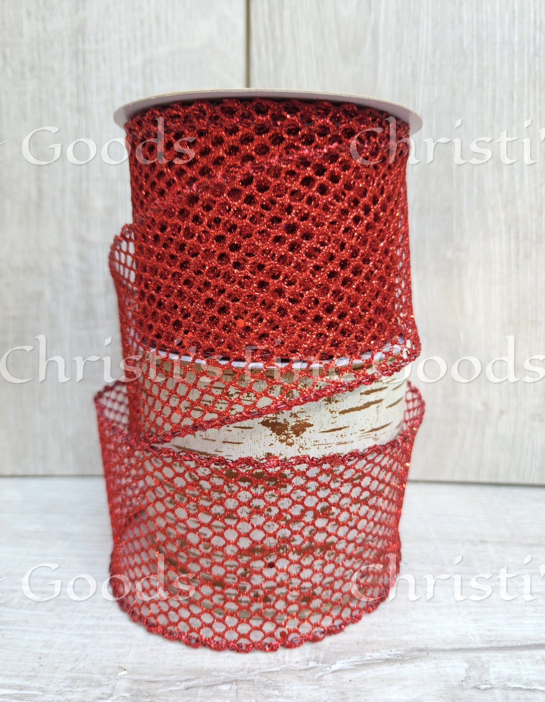 RED Glitter Galore Mesh/net Ribbon , Wired 2.5 Inch Wide. Comes in a 30 ...