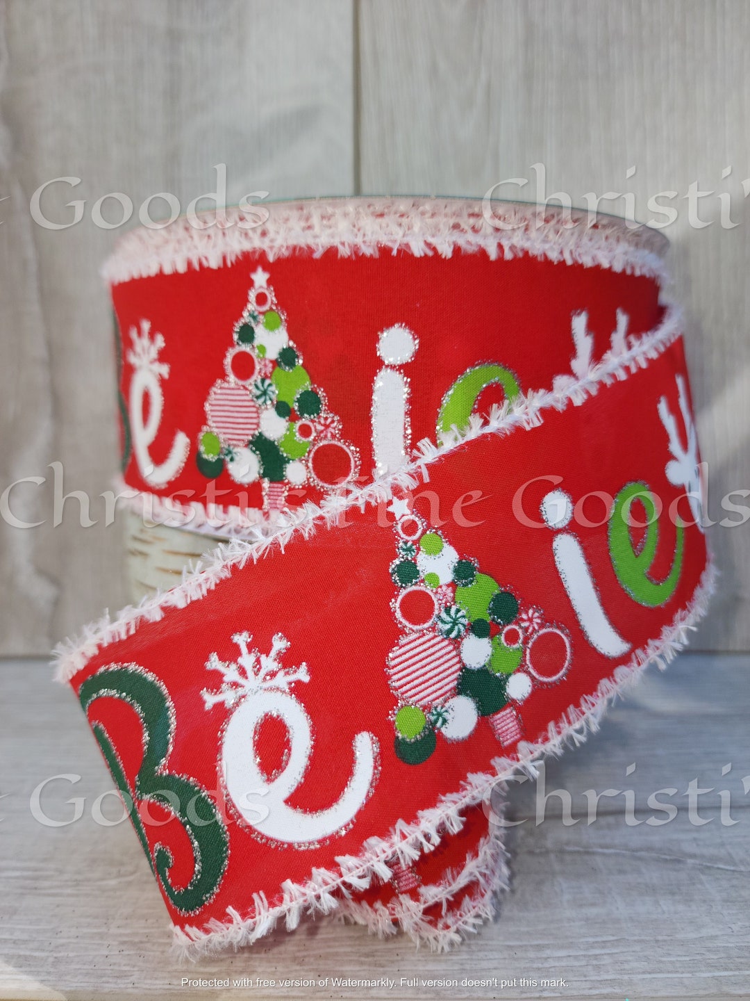 Fun and Funky Believe Ribbon With a Snowy Edge Wired 2.5" Wide 5 Yard ...