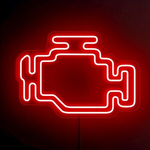 Check Engine Neon Sign, Engine Neon Sign, Garage Neon Sign, Check ...