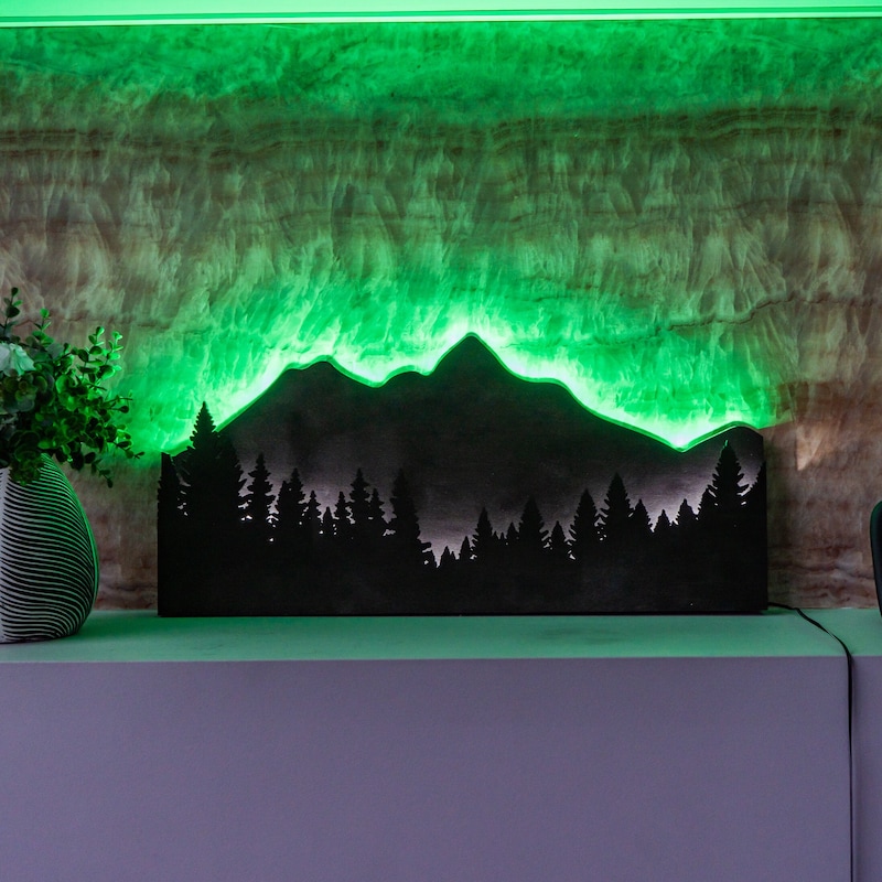 Mountain Wall Art Light Up - Etsy