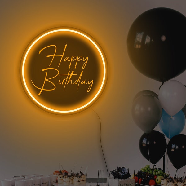 Happy Birthday Neon Sign for Backdrop - Etsy