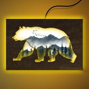 Bear Neon Sign, Bear Led Sign, Bear Wood Sign, Bear Light up Sign ...