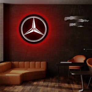 Mercedes Neon Sign, Mercedes Sign, Mercedes Led, Mercedes Logo Sign ...