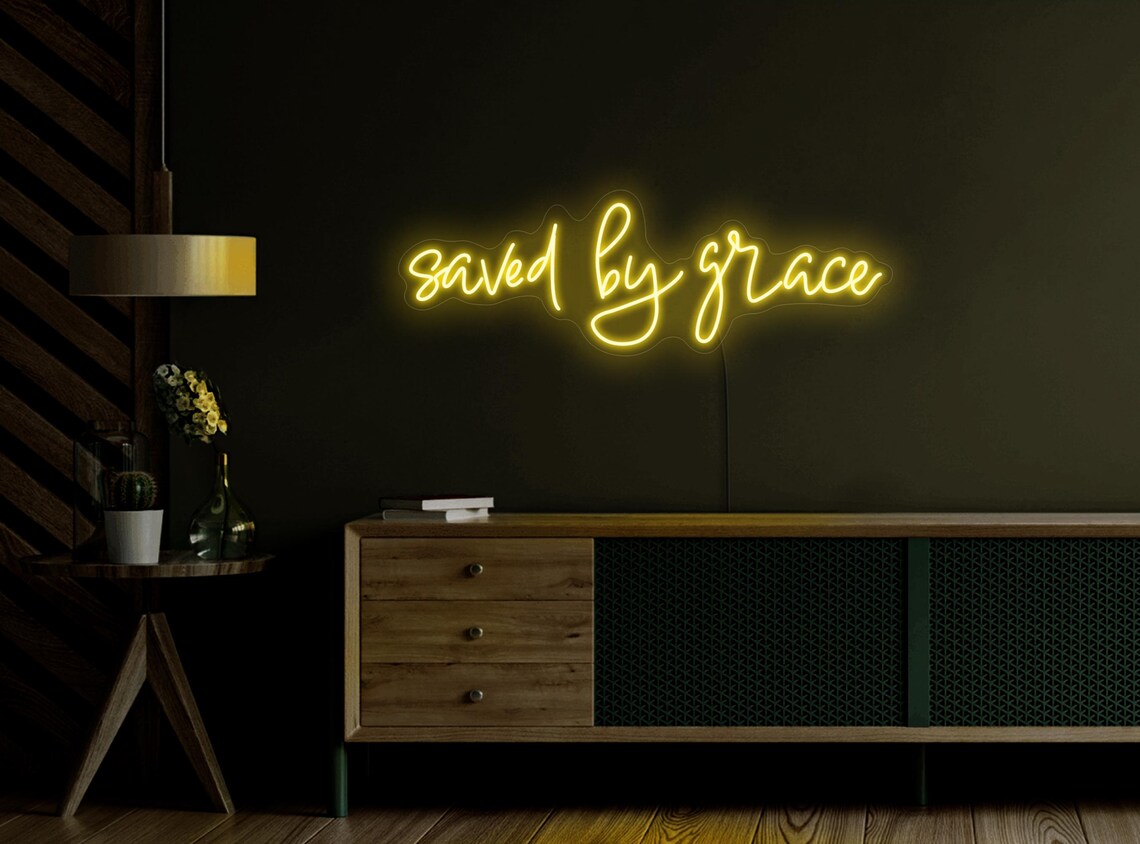 Saved by Grace Neon Sign, Christian Neon Sign, Jesus Neon Sign, Bible ...