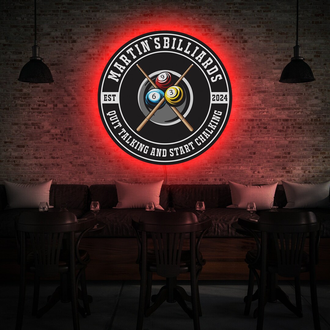 Custom Billiards Neon Sign, Personalized Billiards Sign, Billiards Room ...