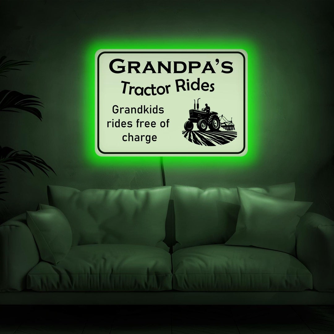 Tractor Neon Sign, Tractor Ride Sign, Custom Tractor Sign, Grandpa's ...