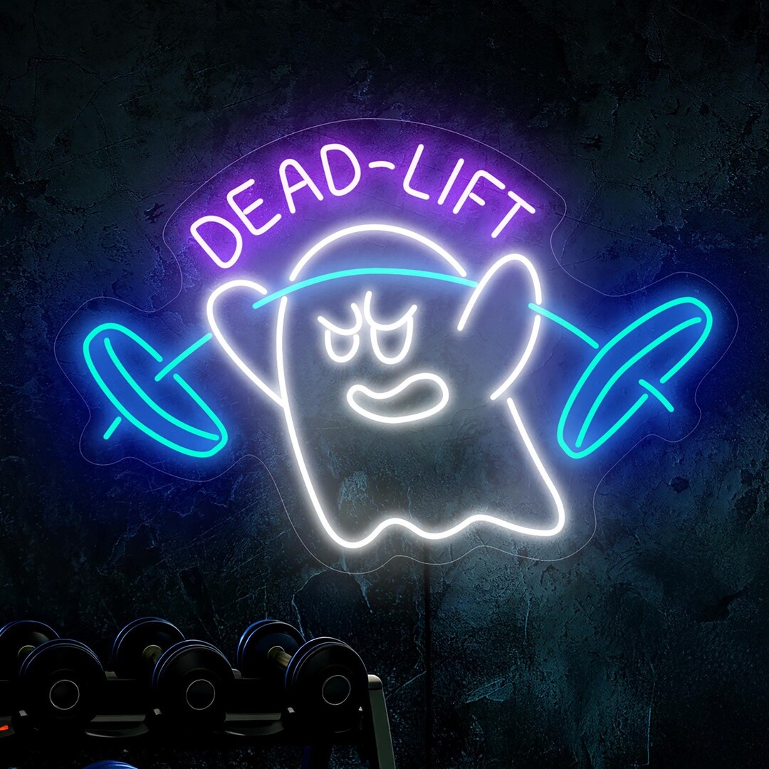 Ghost Deadlift Neon Sign, Funny Ghost Sign, GYM Neon Sign, Kids Room ...