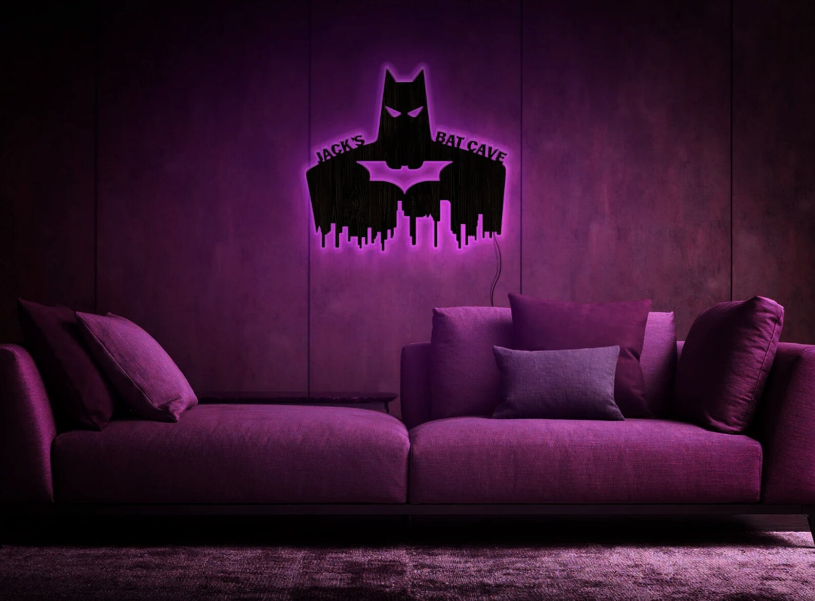 Batcave Sign Led Custom Name Sign Neon Kids Room Name Sign - Etsy
