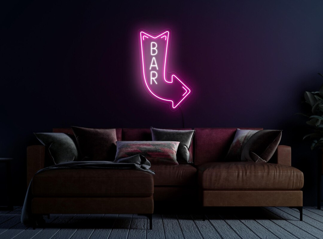 Vintage Bar Neon Sign, Retro Bar Arrow Sign, Vintage Style Bar Sign ...
