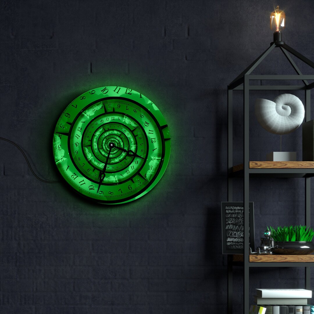 Time Travel Clock, Doctor Who Clock, Spiral Clock, Neon Wall Clock ...