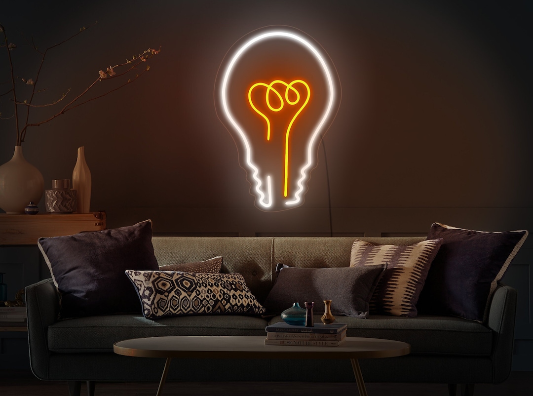 Light Bulb Neon Sign, Lightbulb Sign, Idea Neon Sign, Creative Neon ...