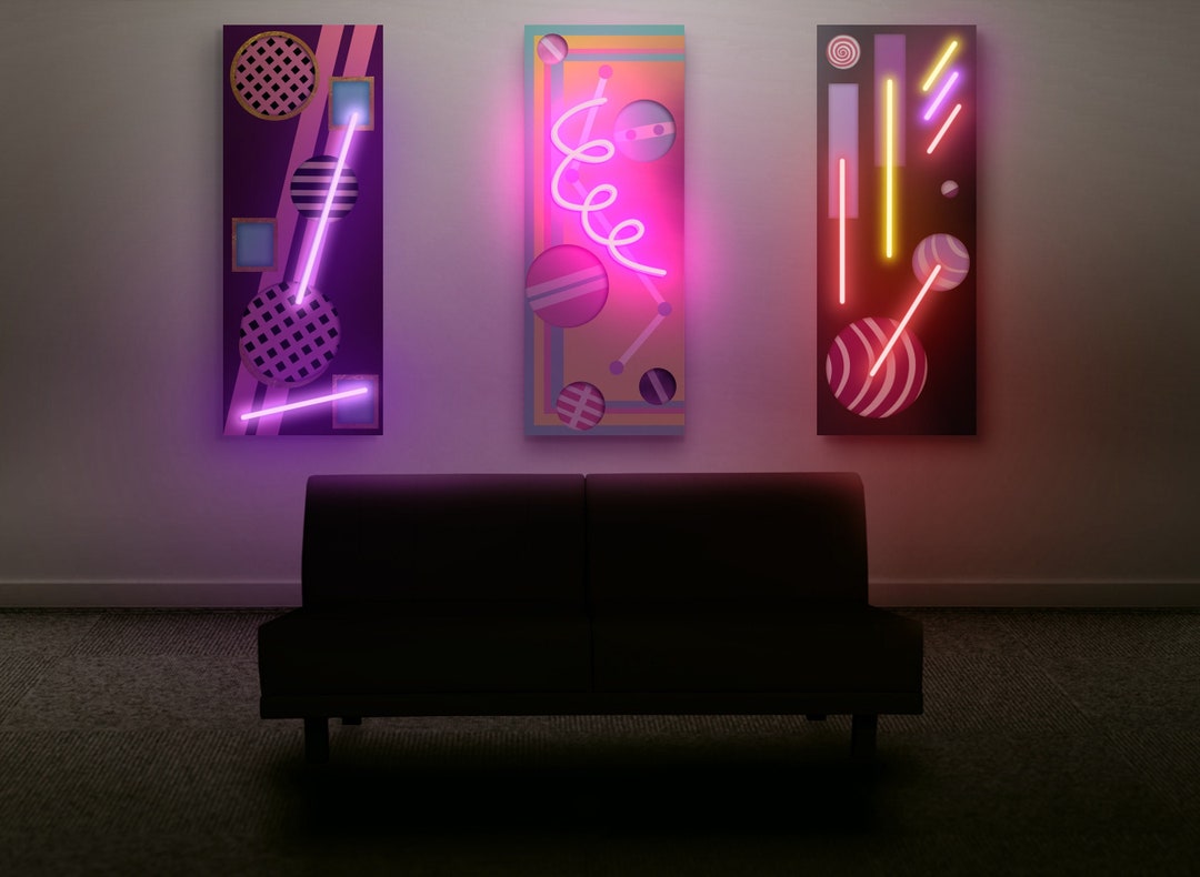 Geometric Wall Art Neon, Abstract Wall Art Led, Abstract Neon Painting ...