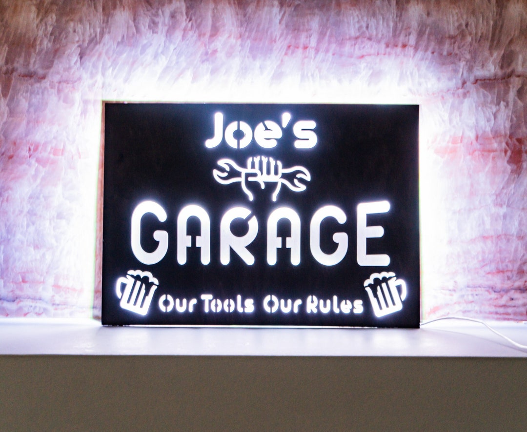 Custom Garage Neon Sign, Personalized Garage Sign, Garage Name Sign ...