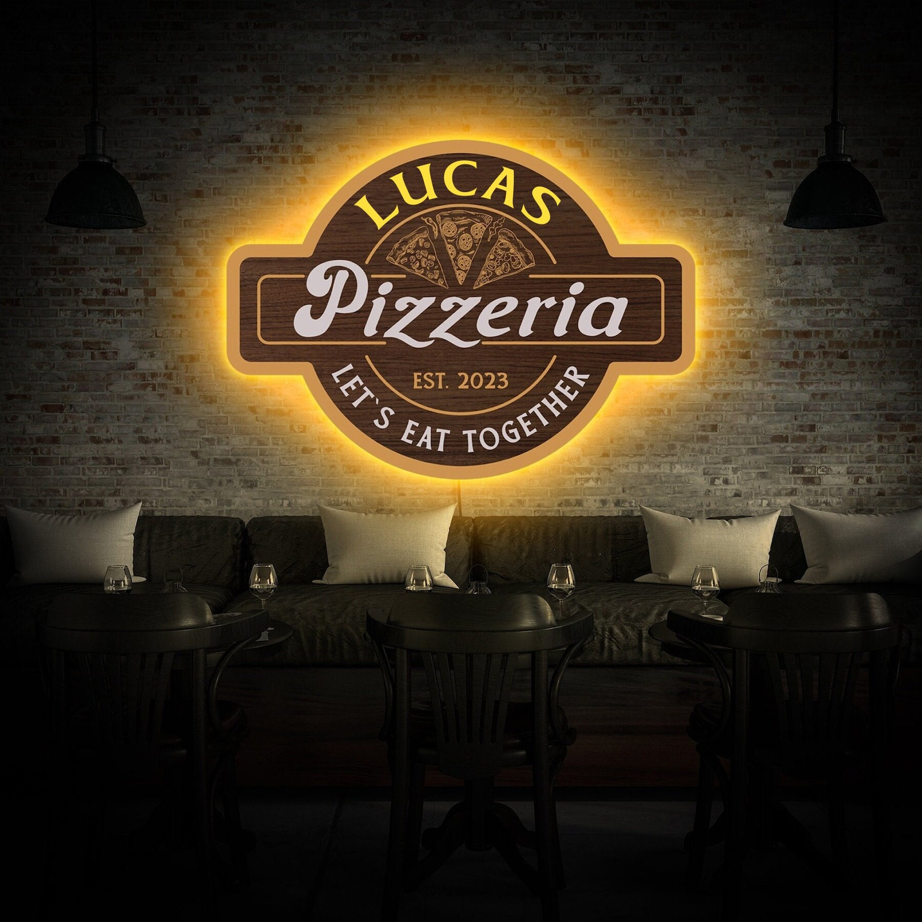 Pizza Led Sign, Custom Pizzeria Sign, Pizza Neon Sign, Personalized ...