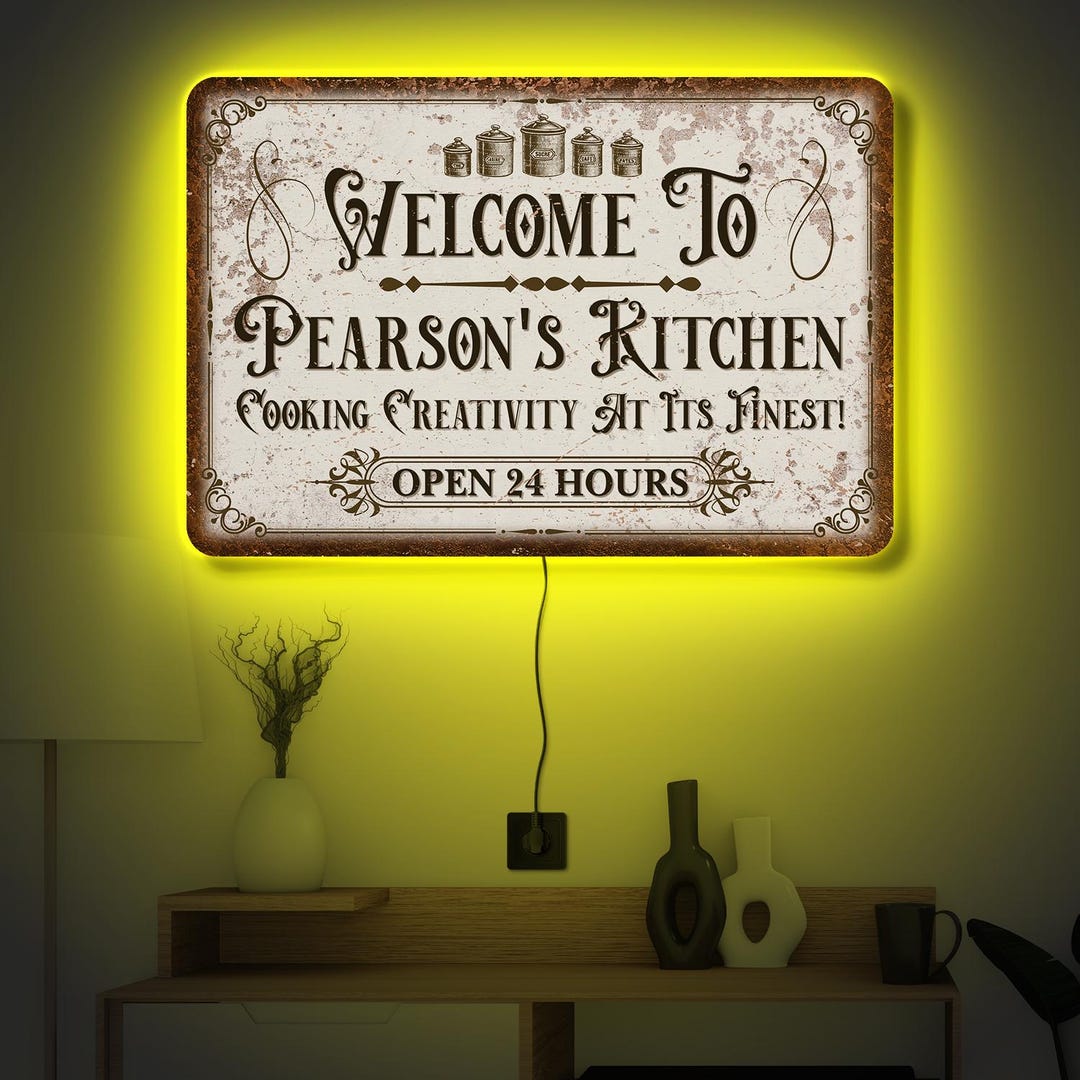 Custom Kitchen Sign, Kitchen Led Sign, Personalized Kitchen Sign ...
