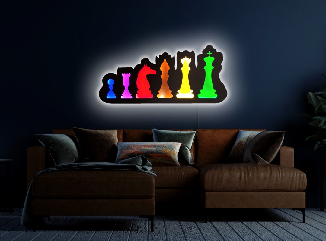 Chess Lamp, Chess Neon Sign, Chess Light, Chess Wall Decor Art, Chess ...