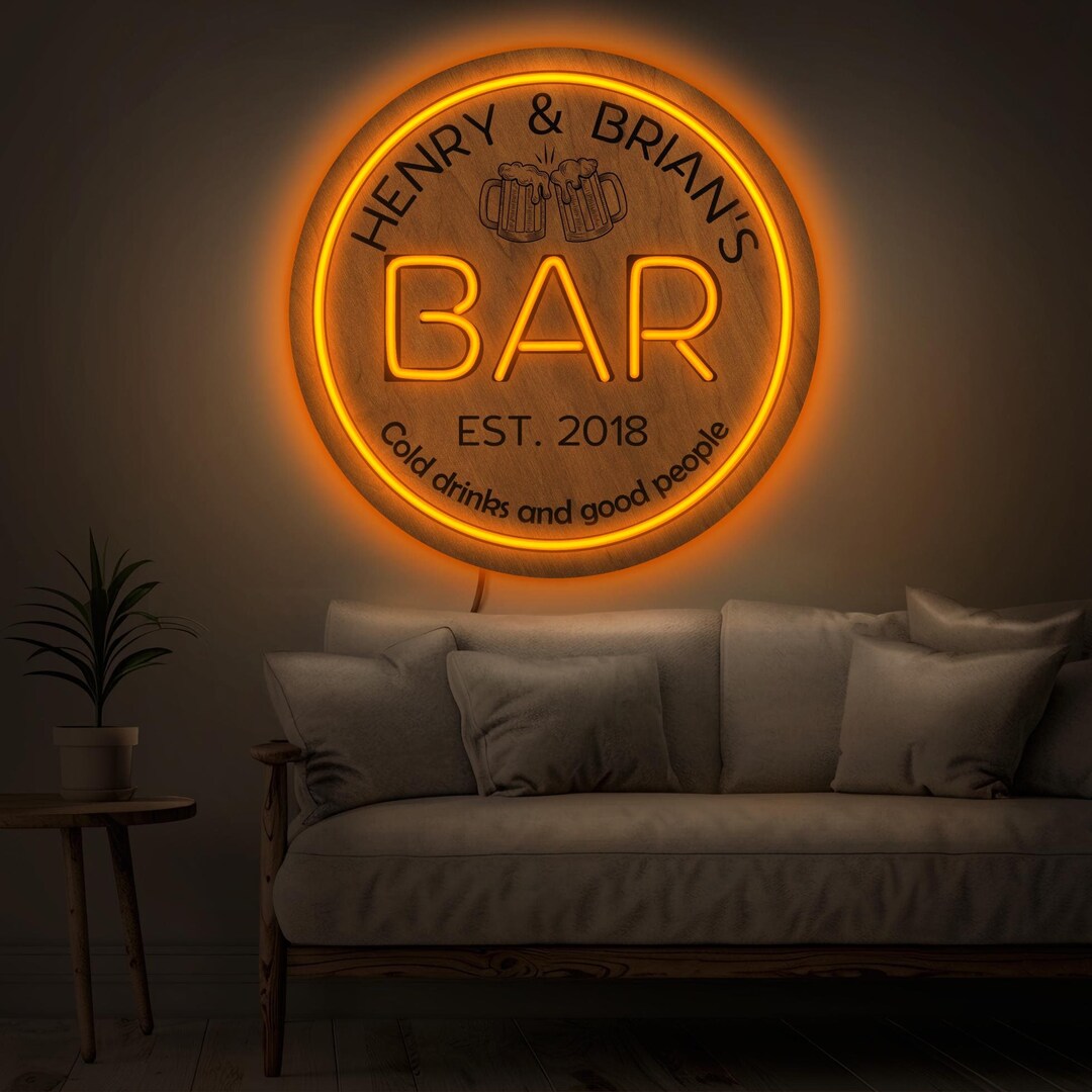 Custom Bar Neon Sign, Personalized Bar Sign, Vintage Bar Sign, Bar Led ...