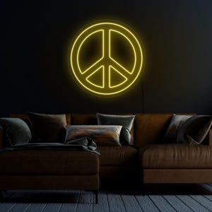 Peace Neon Sign, Peace Symbol Led Sign, Pacifist Neon Sign, Hippie Neon ...