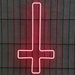 Inverted Cross Neon Sign, Cross Light Sign, Upside Down Cross Sign, St ...