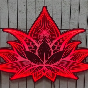 Lotus Night Light, Lotus Led Light, Lotus Neon Sign, Mandala Flower ...