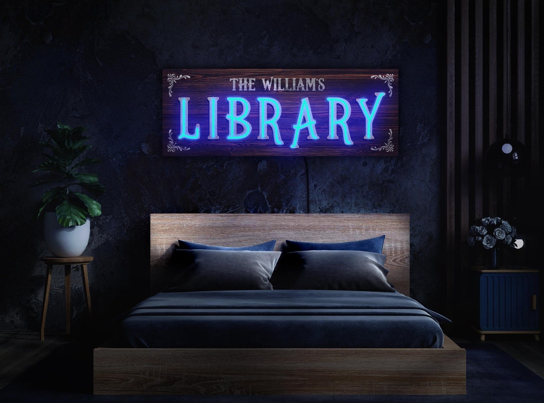 Personalized Library Neon Sign, Custom Library Sign, Reading Room Neon ...