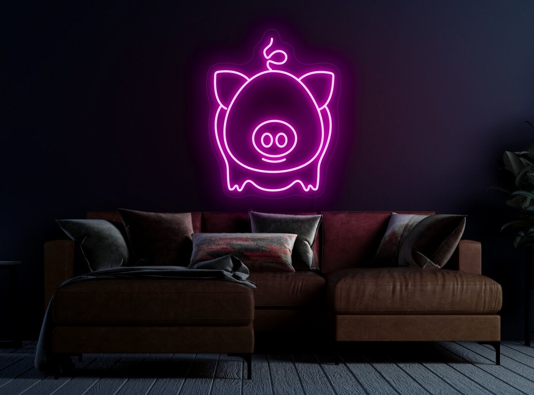 Cute Pig Neon Sign, Pig Neon Sign, Pig Led, Animal Neon, Neon Sign ...