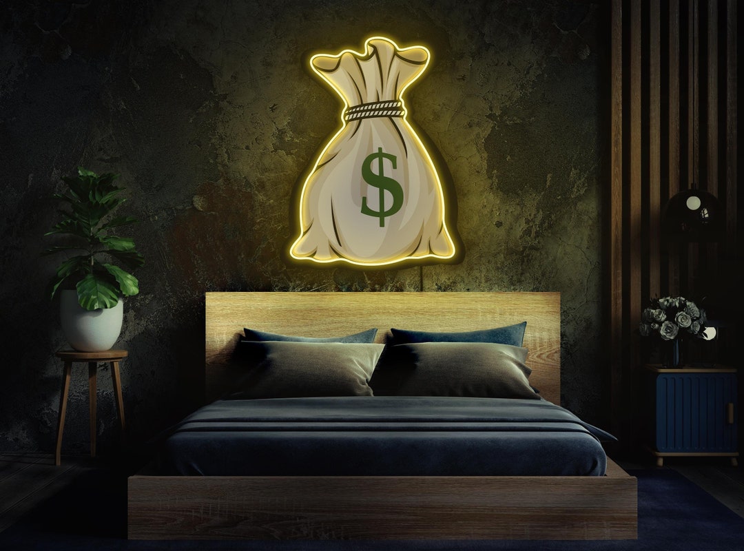 Money Bag Neon Sign, Dollar Neon Sign, Money Sack Led Sign, Cash Neon ...