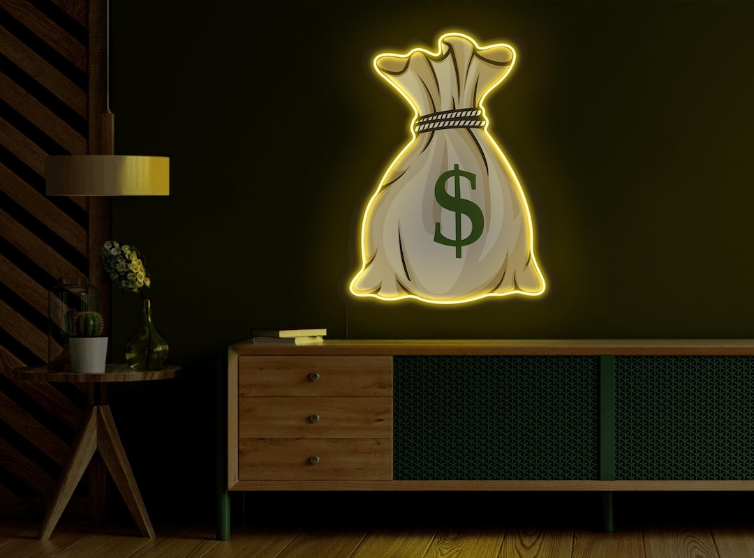 Money Led Sign, Money Bag Neon Sign, Money Pouch Led Sign, Dollar Neon ...