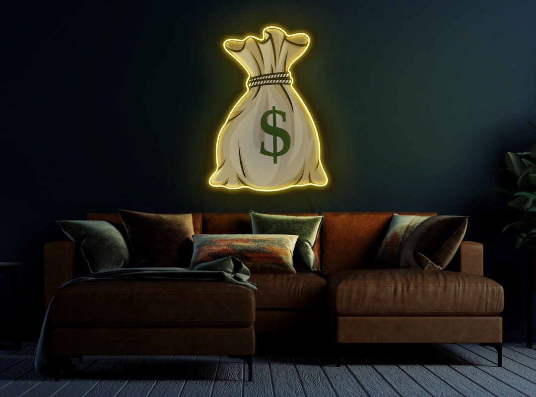 Money Bag Neon Sign, Dollar Neon Sign, Money Neon Sign, Hustle Neon ...