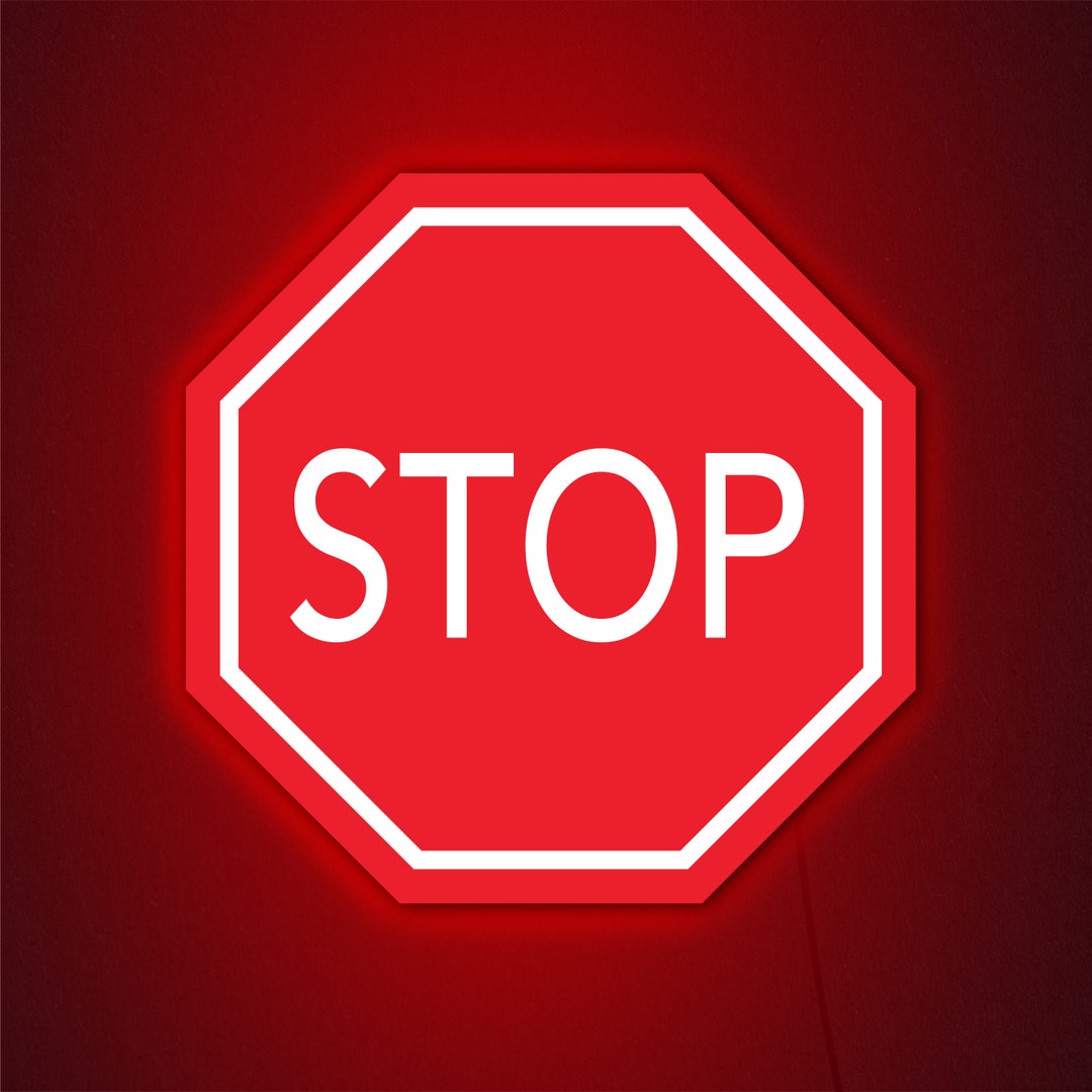 Stop Sign Decor, Stop Sign Neon, Stop Sign Art, Acrylic Stop, Road Sign ...