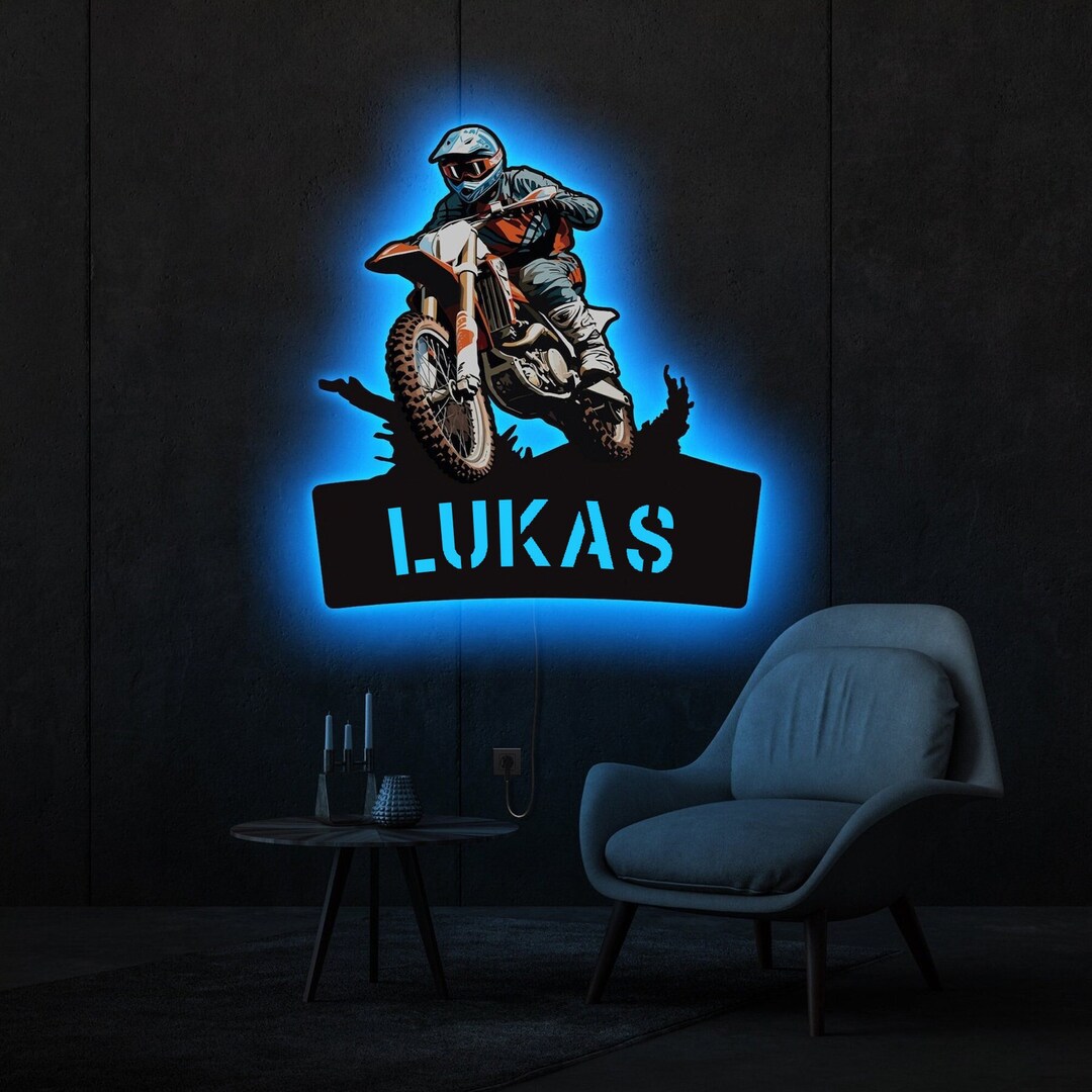 Custom Motorcycle Sign, Personalized Dirt Bike Neon Sign, Motocross ...